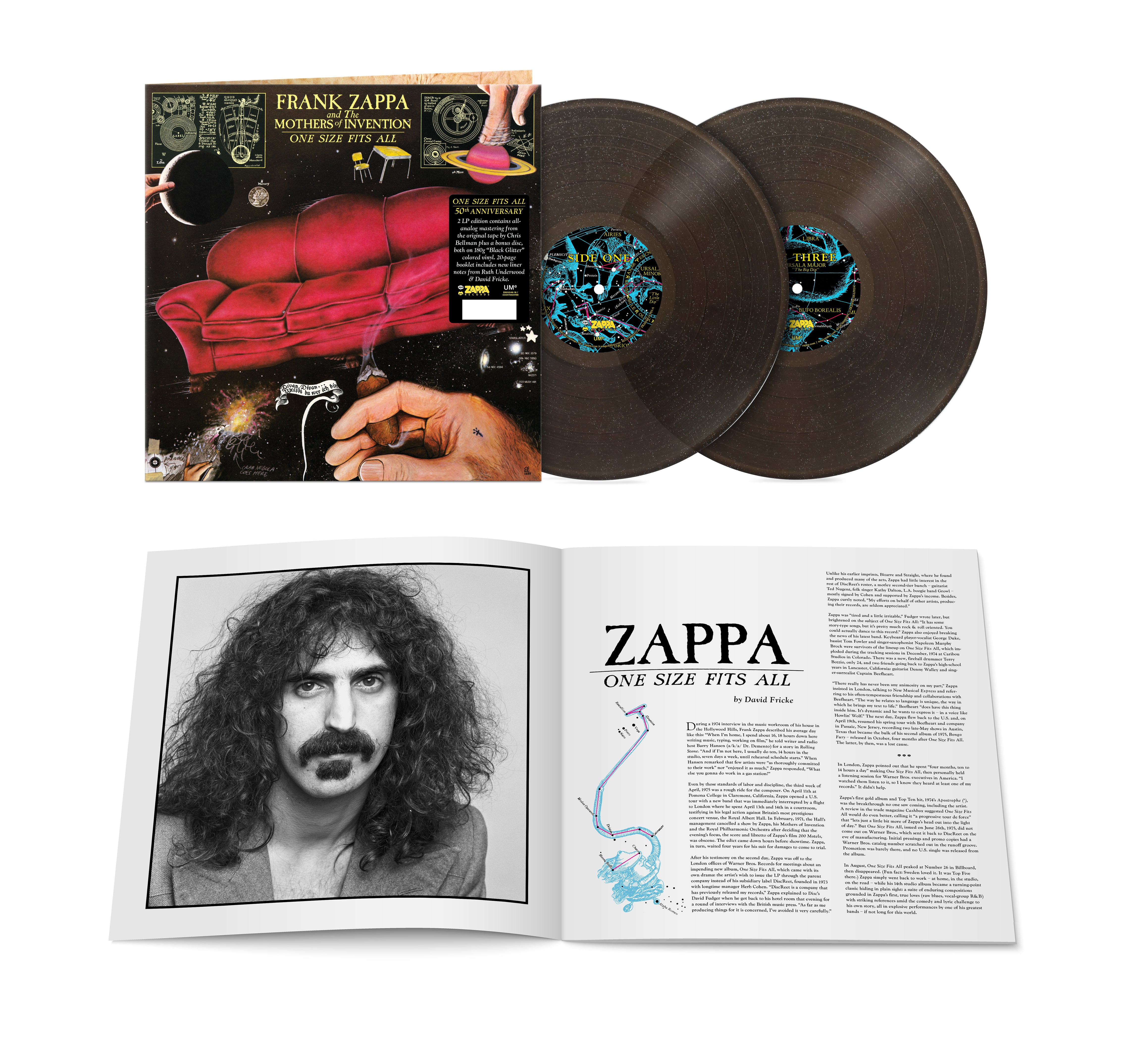 Frank Zappa - One Size Fits All: Black Glitter Vinyl 2LP - Recordstore